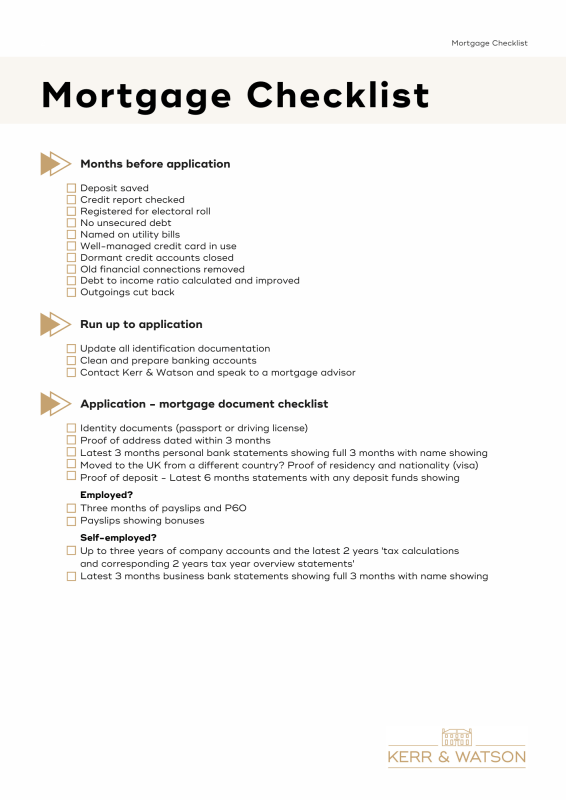 Mortgage Checklists | Kerr & Watson